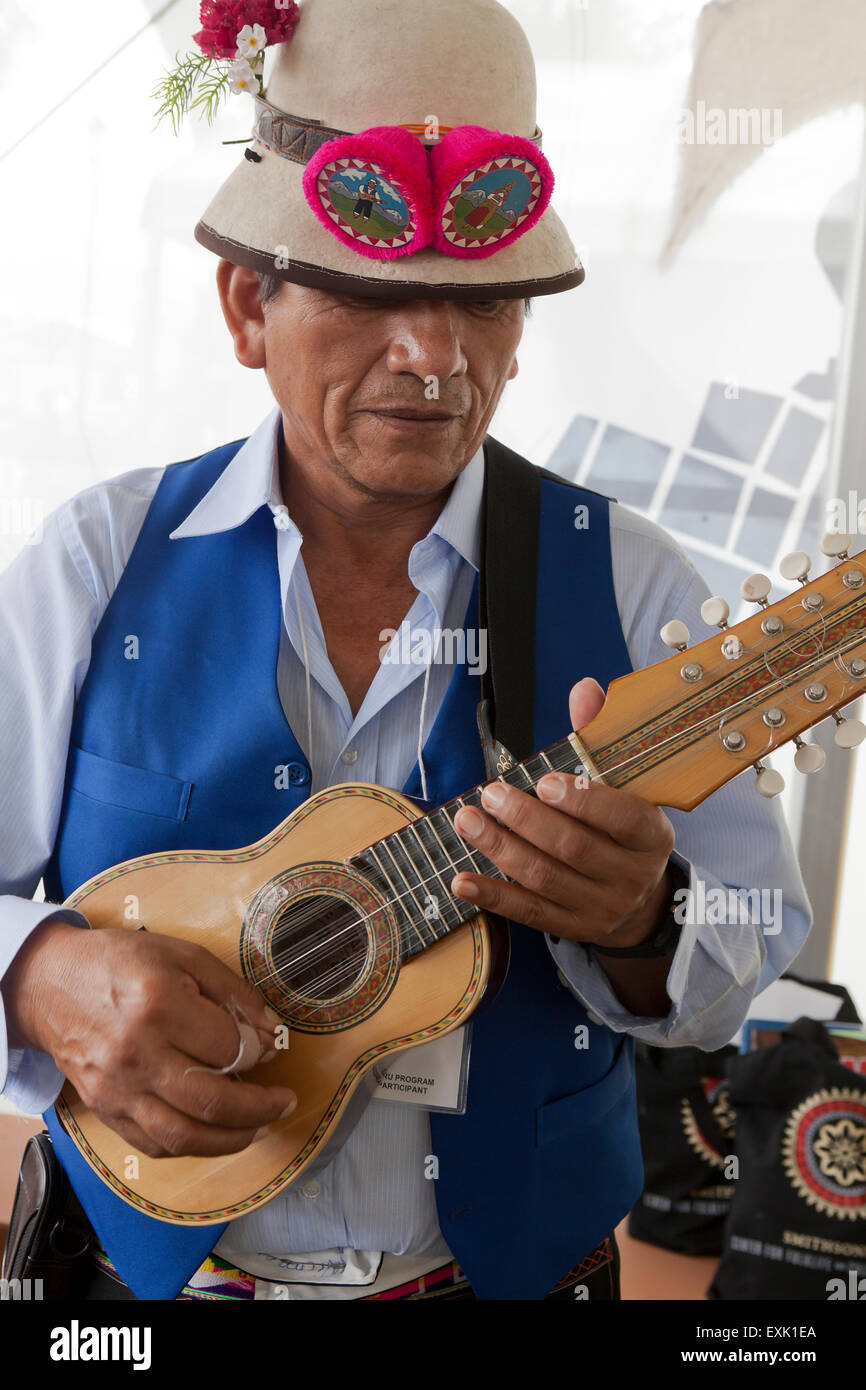 Peruvian man playing a charango Stock Photo - Alamy