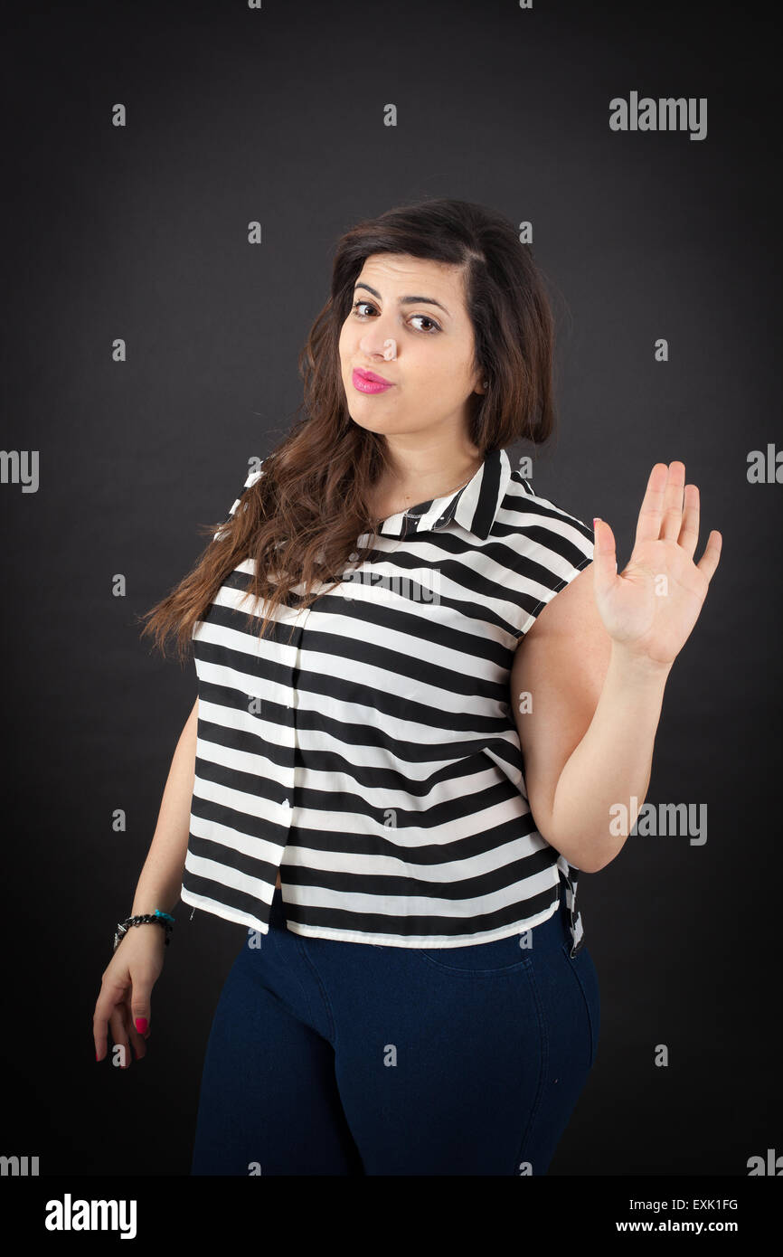 Beautiful woman doing different expressions in different sets of ...