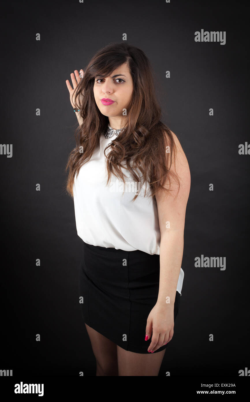 Beautiful woman doing different expressions in different sets of ...