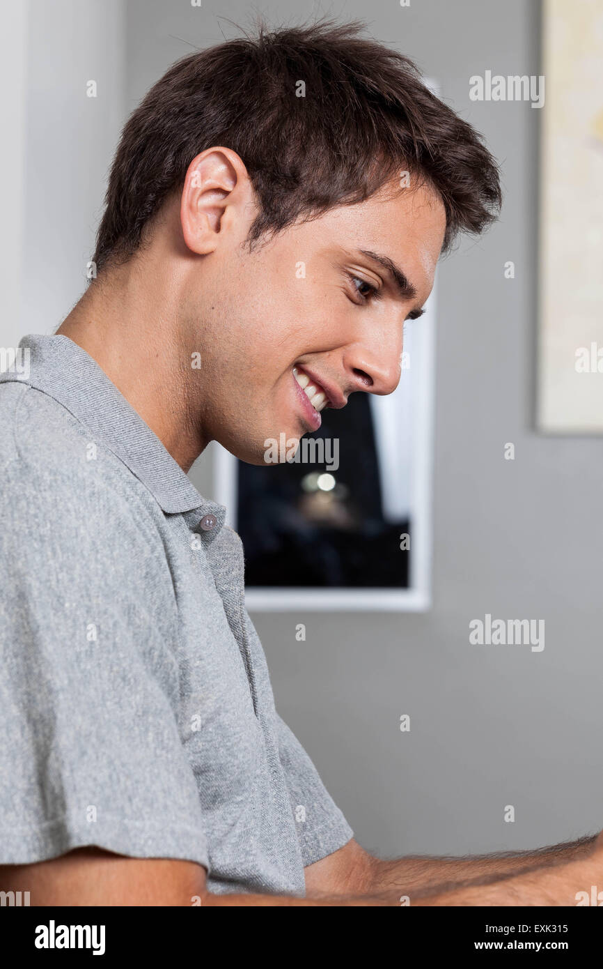 Man waiting his turn in the waiting area Stock Photo - Alamy