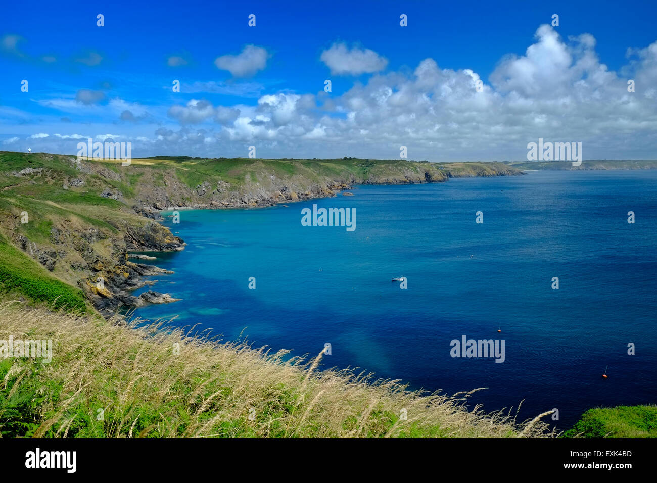 Clear blue water at Church Cove, Lizard, Cornwall, UK, from South West ...