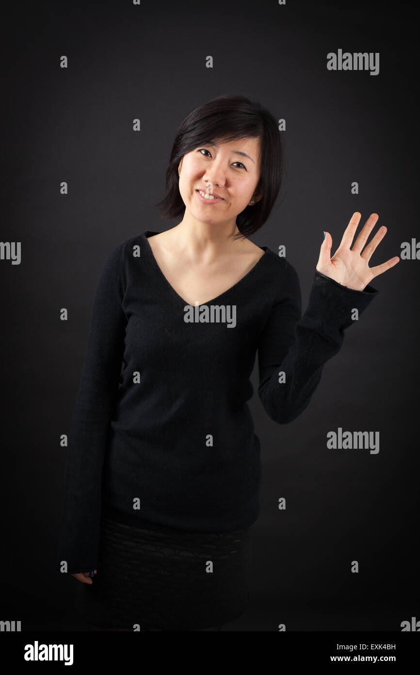 Beautiful woman doing different expressions in different sets of ...