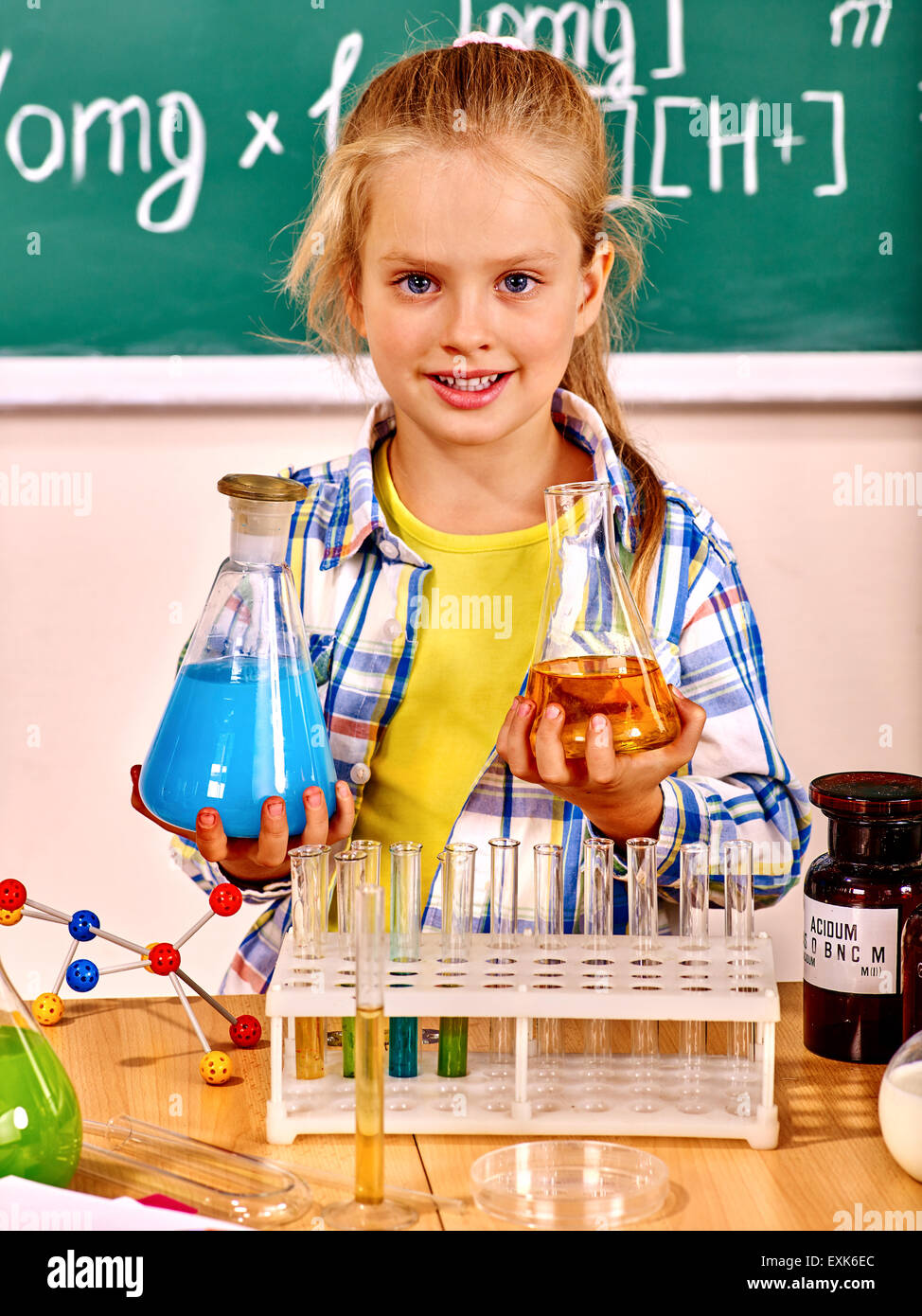Child in chemistry class Stock Photo - Alamy