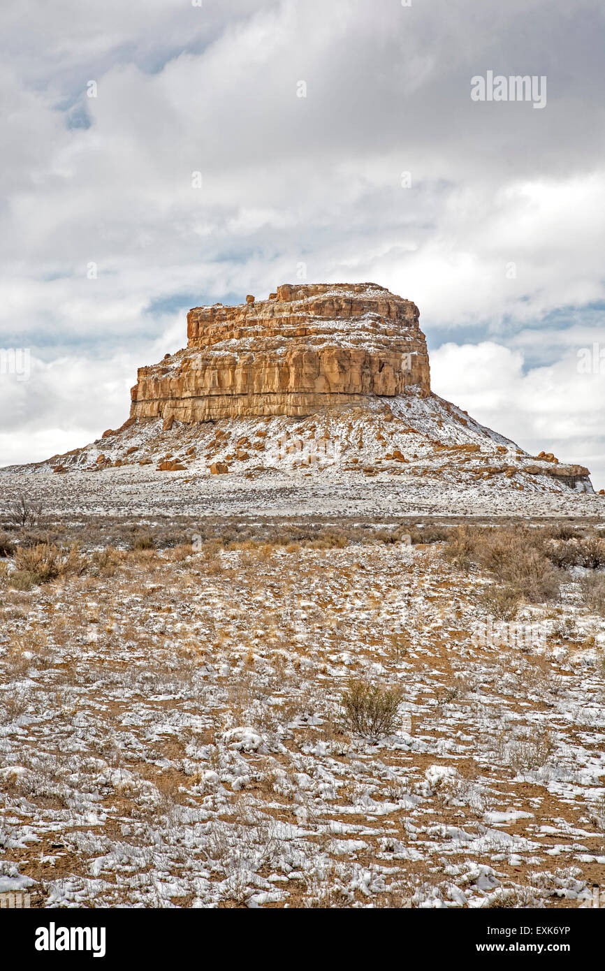 Fajada Butte under snow, Chaco Culture National Historical Park, New ...