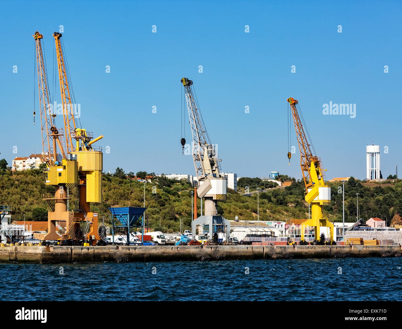 Cargo Sea Port with Cranes, sunny day Stock Photo - Alamy
