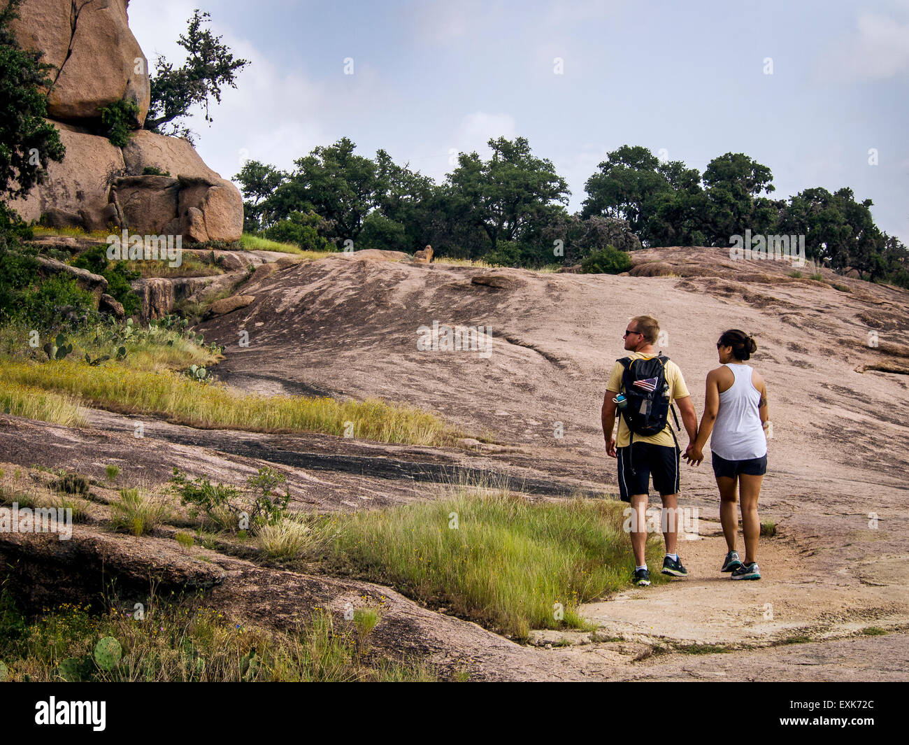 Enchanted Rock State Natural Area, pink granite dome, mostly ...