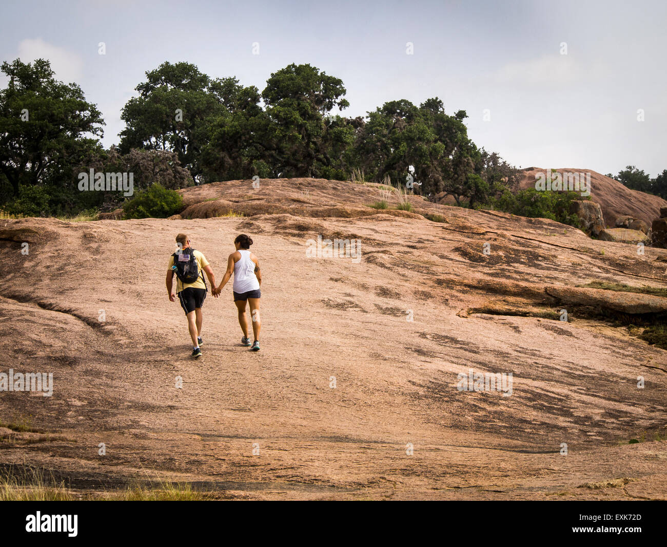 Enchanted Rock State Natural Area, pink granite dome, mostly ...
