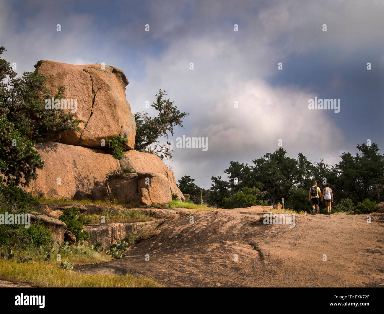 Enchanted Rock State Natural Area, pink granite dome, mostly ...