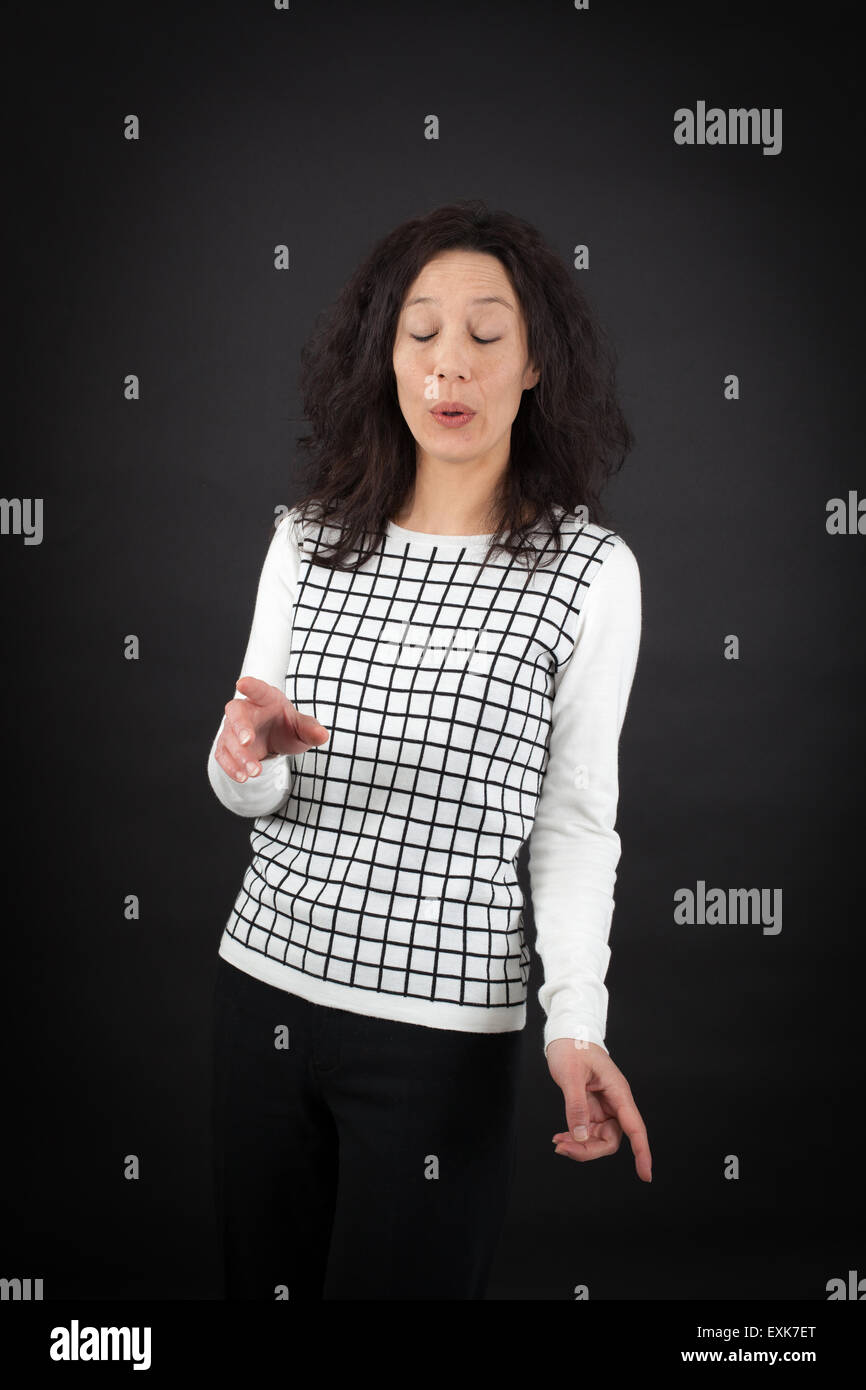 beautiful woman doing different expressions in different sets of ...