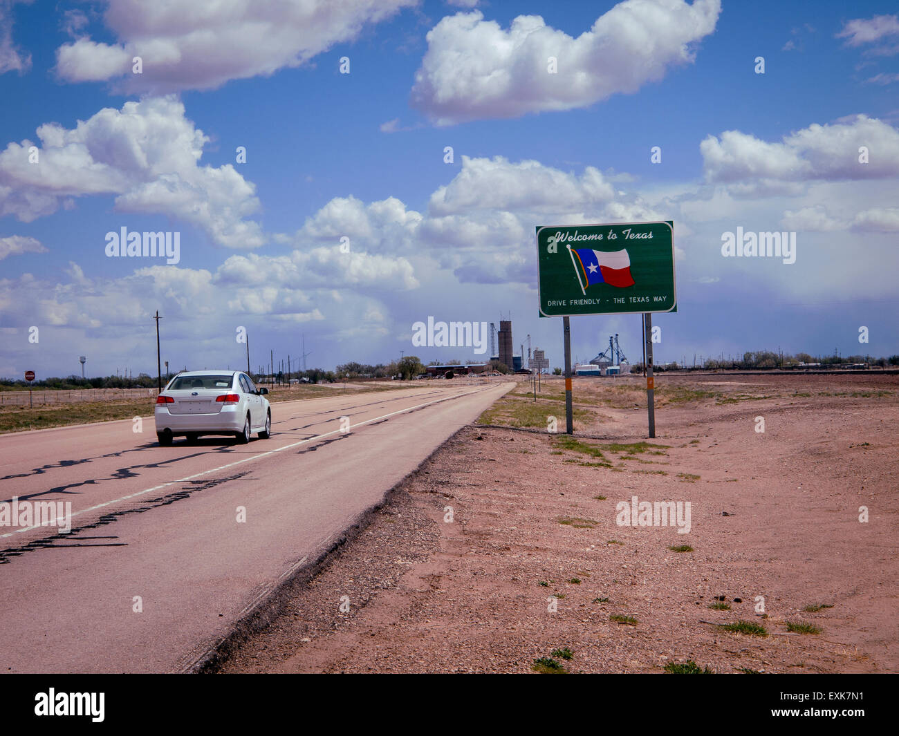 Marker at the border along US 87, leaving New Mexico. Texas tells ...