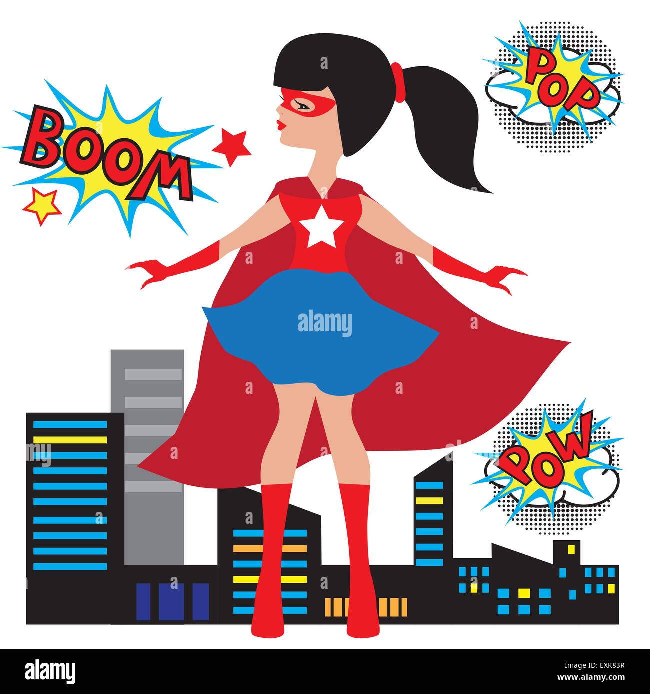 Superhero woman cartoon illustration hi-res stock photography and ...