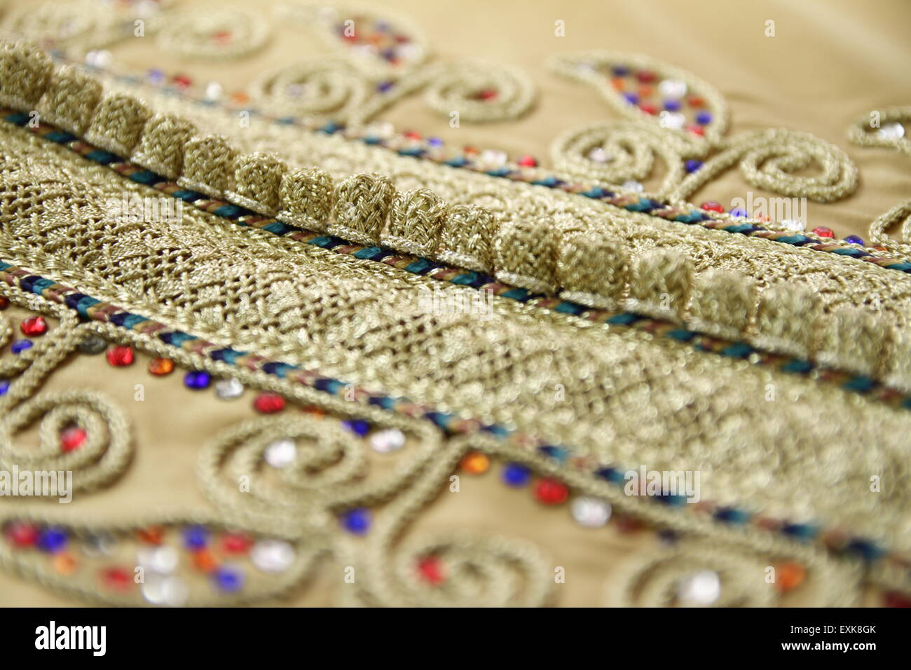 Fez Artisans' Mastery: Detailed Embroidery on a Moroccan Caftan Stock ...