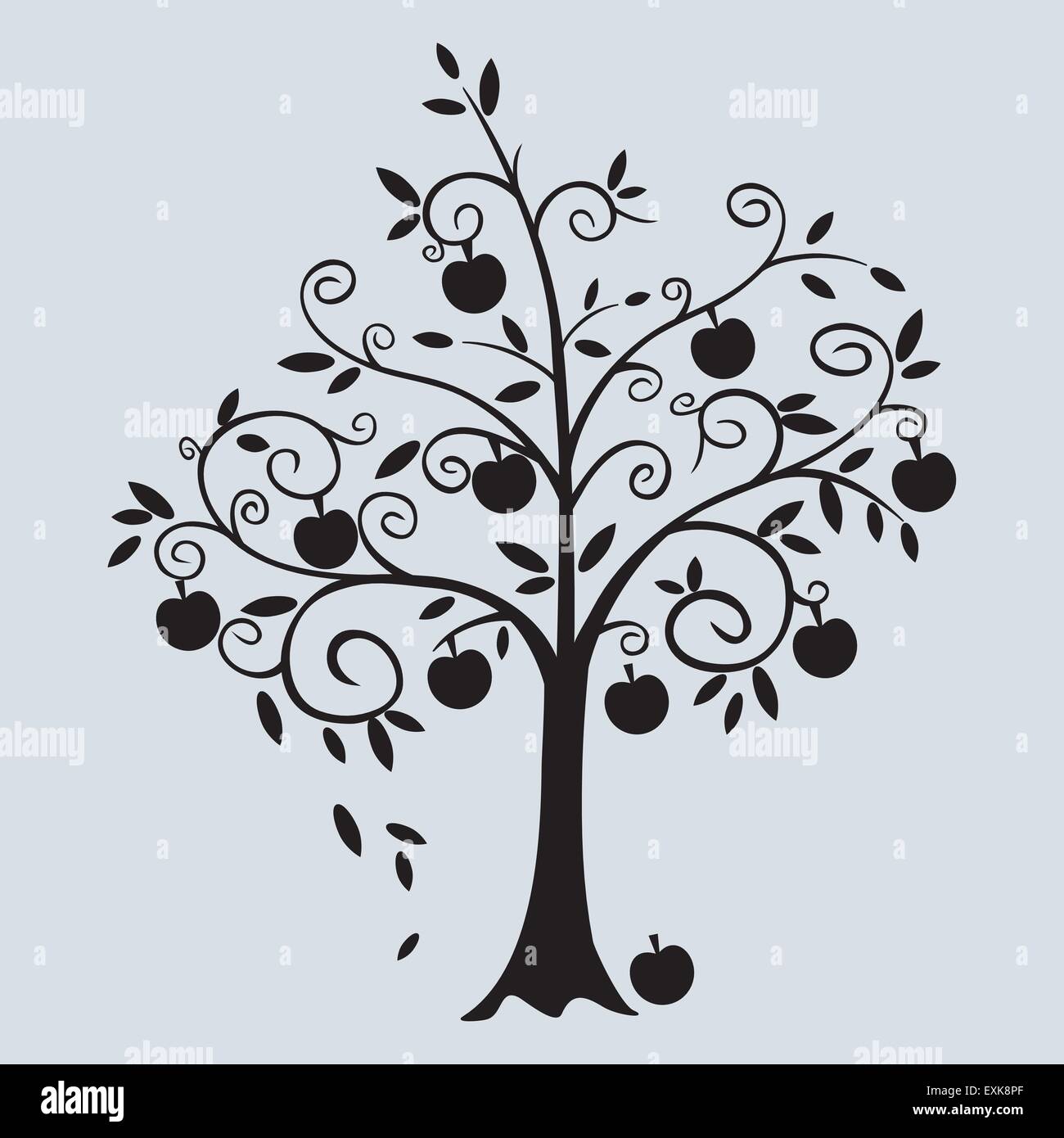 apple tree,vector,apple,cartoon,curly tree Stock Vector Image & Art - Alamy