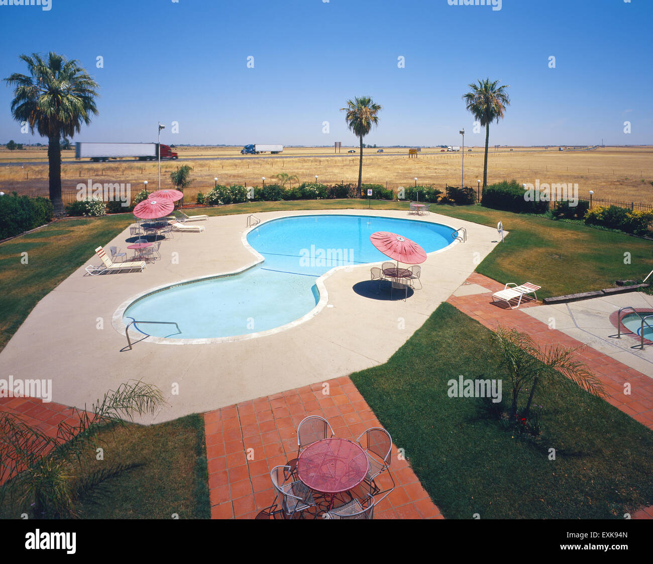motel swimming pool and the interstate Stock Photo - Alamy