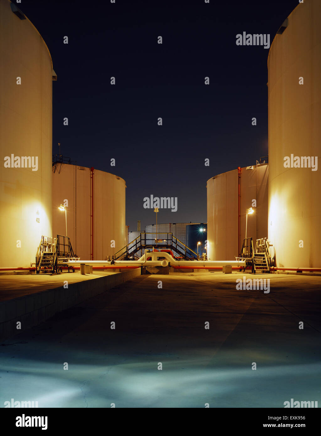 tank farm at night Stock Photo - Alamy