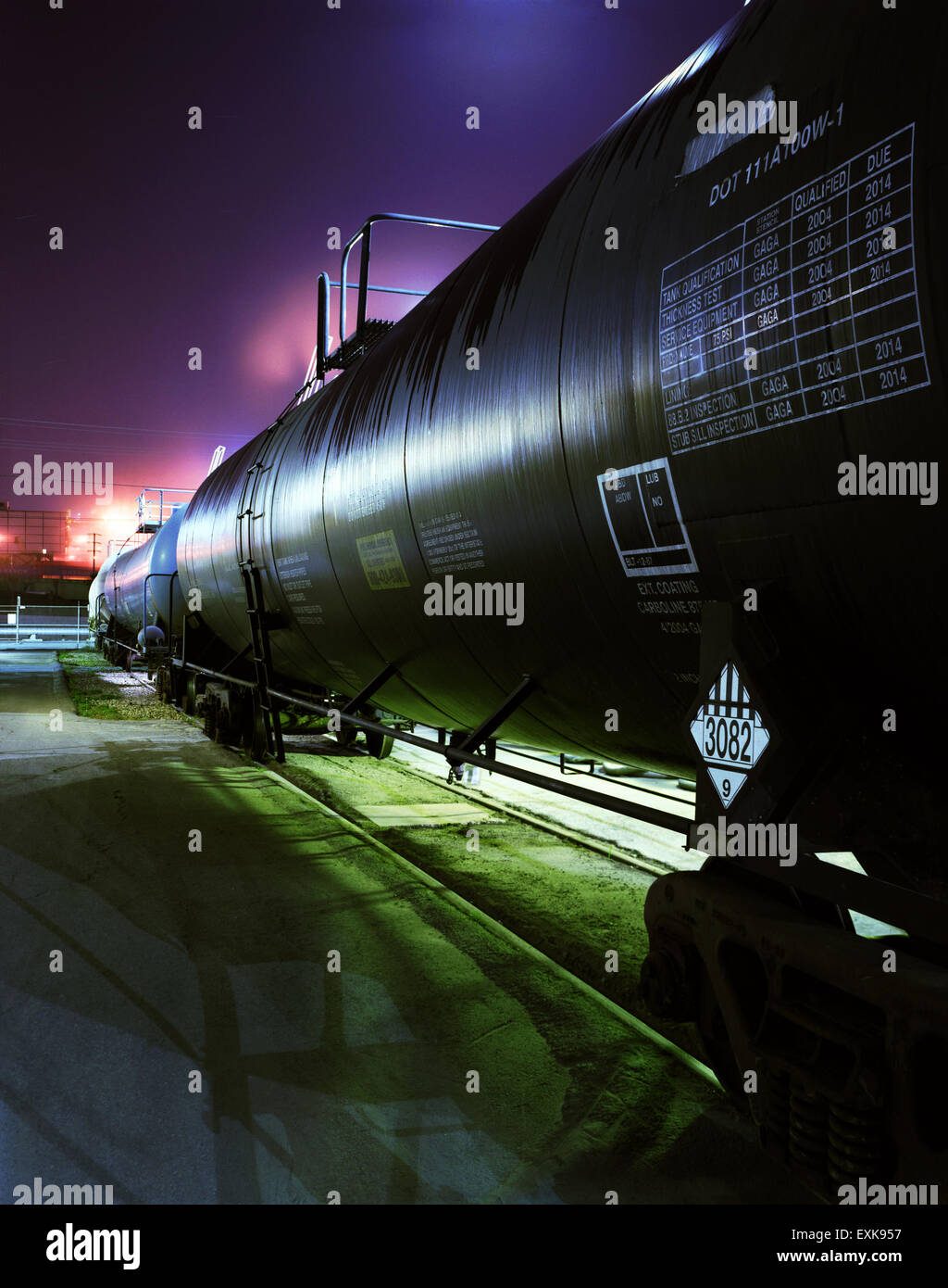 rail tank cars at night Stock Photo - Alamy