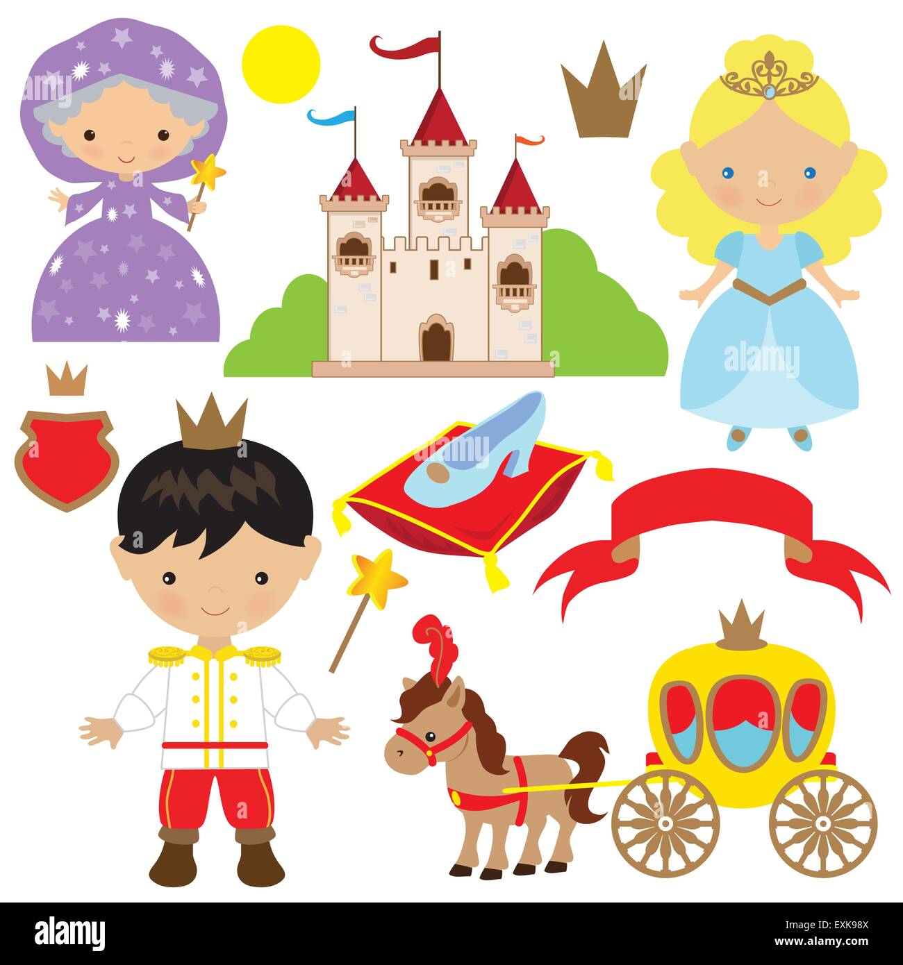 Cinderella Prince Castle Fairy Carriage Vector Stock Vector Image