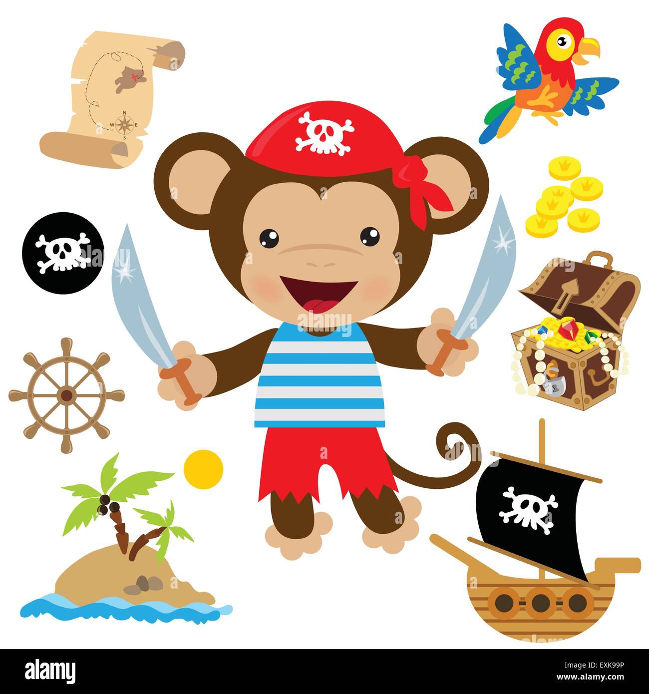 Cartoon pirate illustration hi-res stock photography and images - Alamy