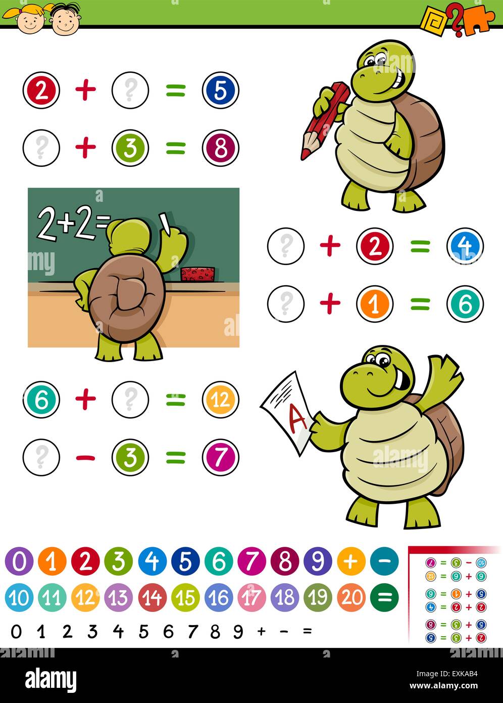 Cartoon Illustration of Education Mathematical Calculating Game for ...
