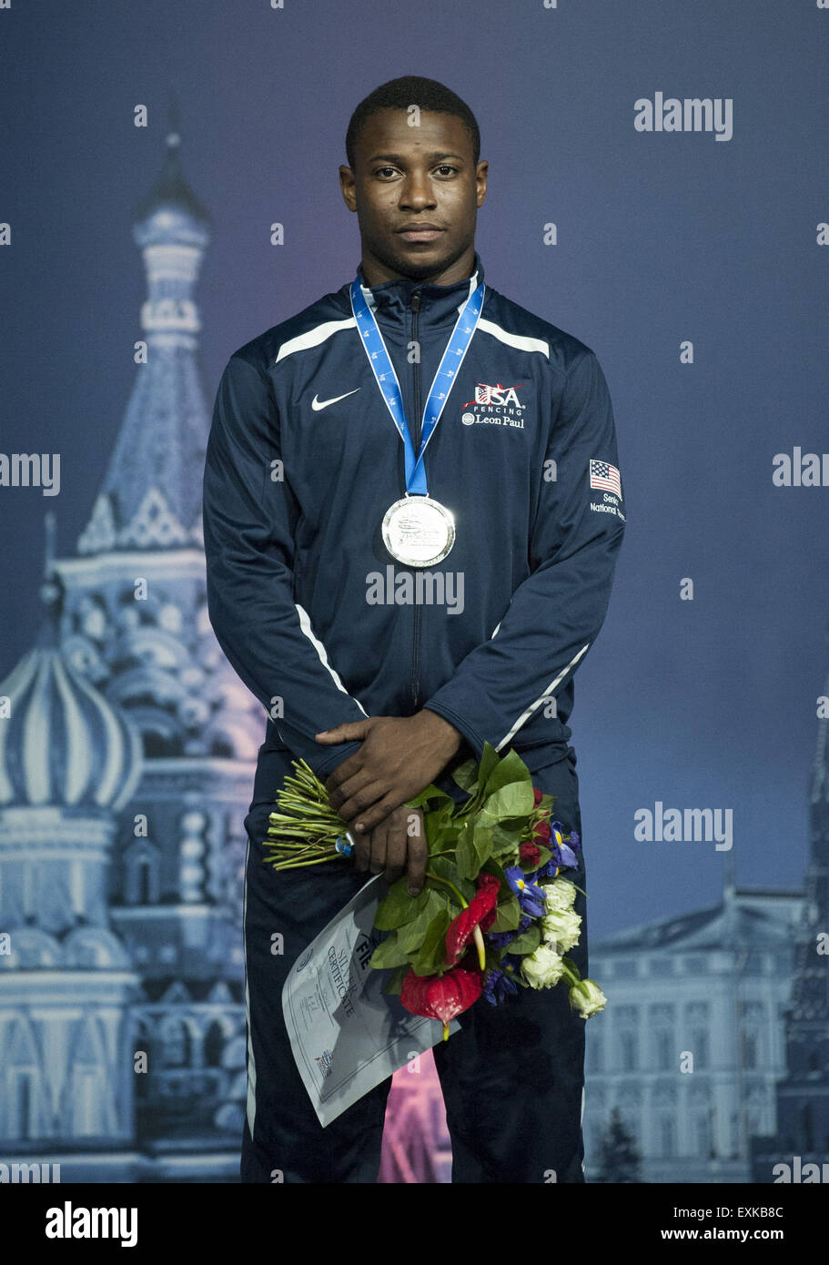 Moscow, Russia. 14th July, 2015. Daryl Homer of USA with silver medal ...