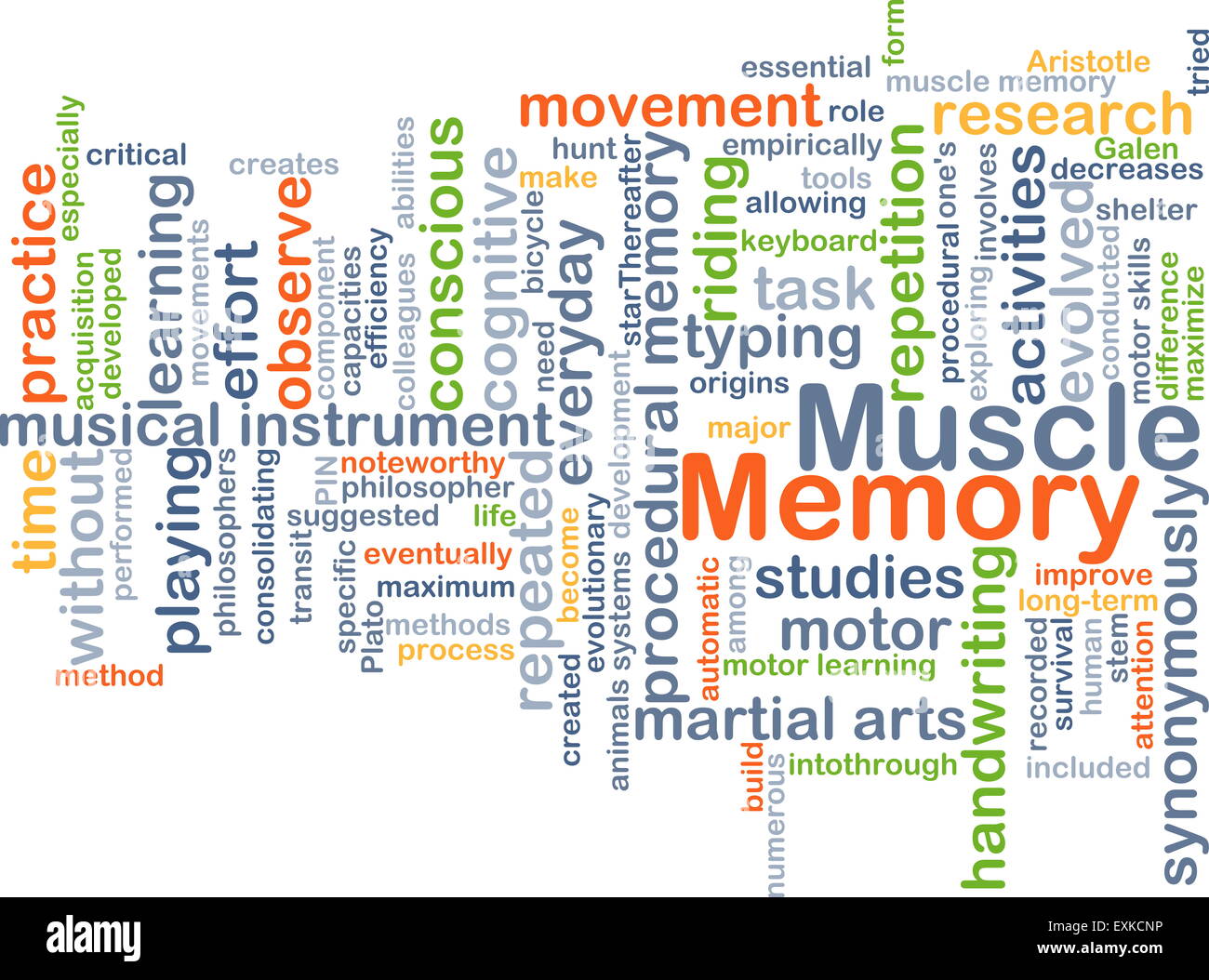 Background concept wordcloud illustration of muscle memory Stock Photo ...