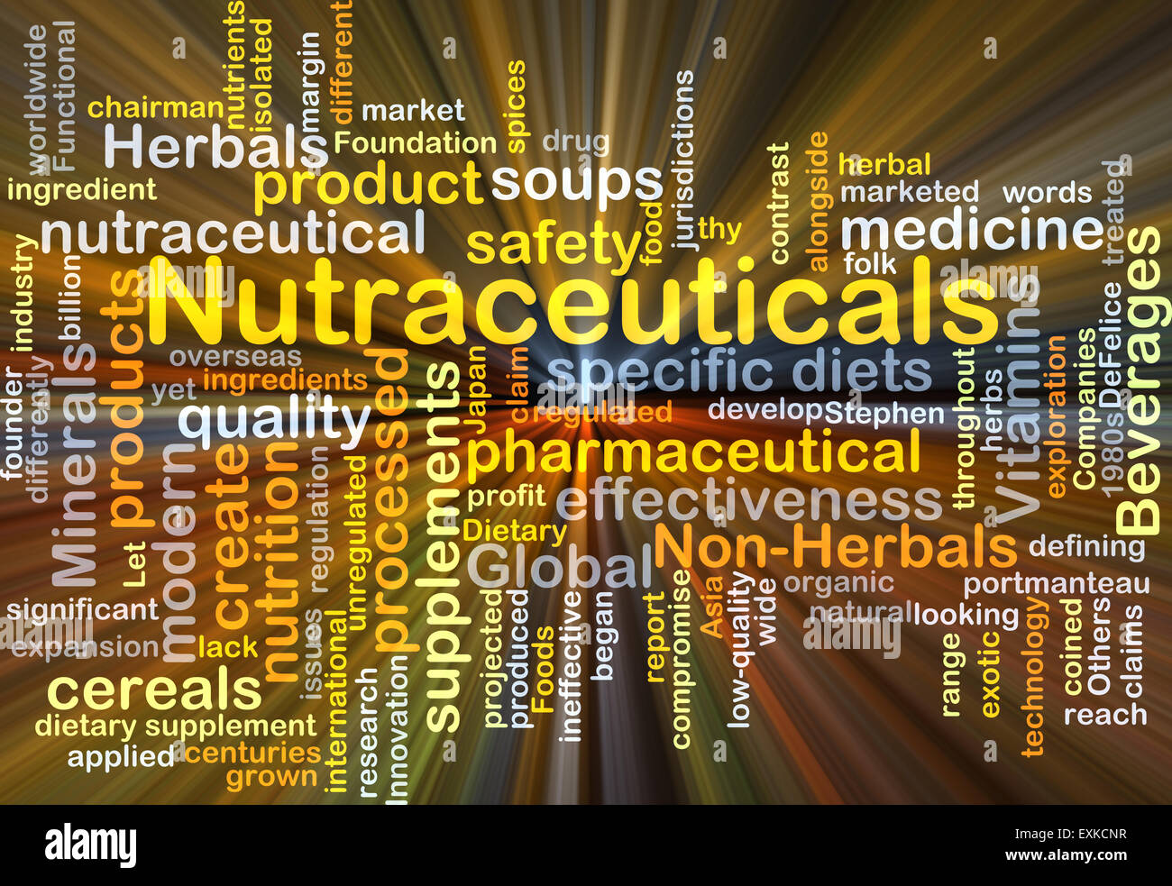 Background concept wordcloud illustration of nutraceuticals glowing ...