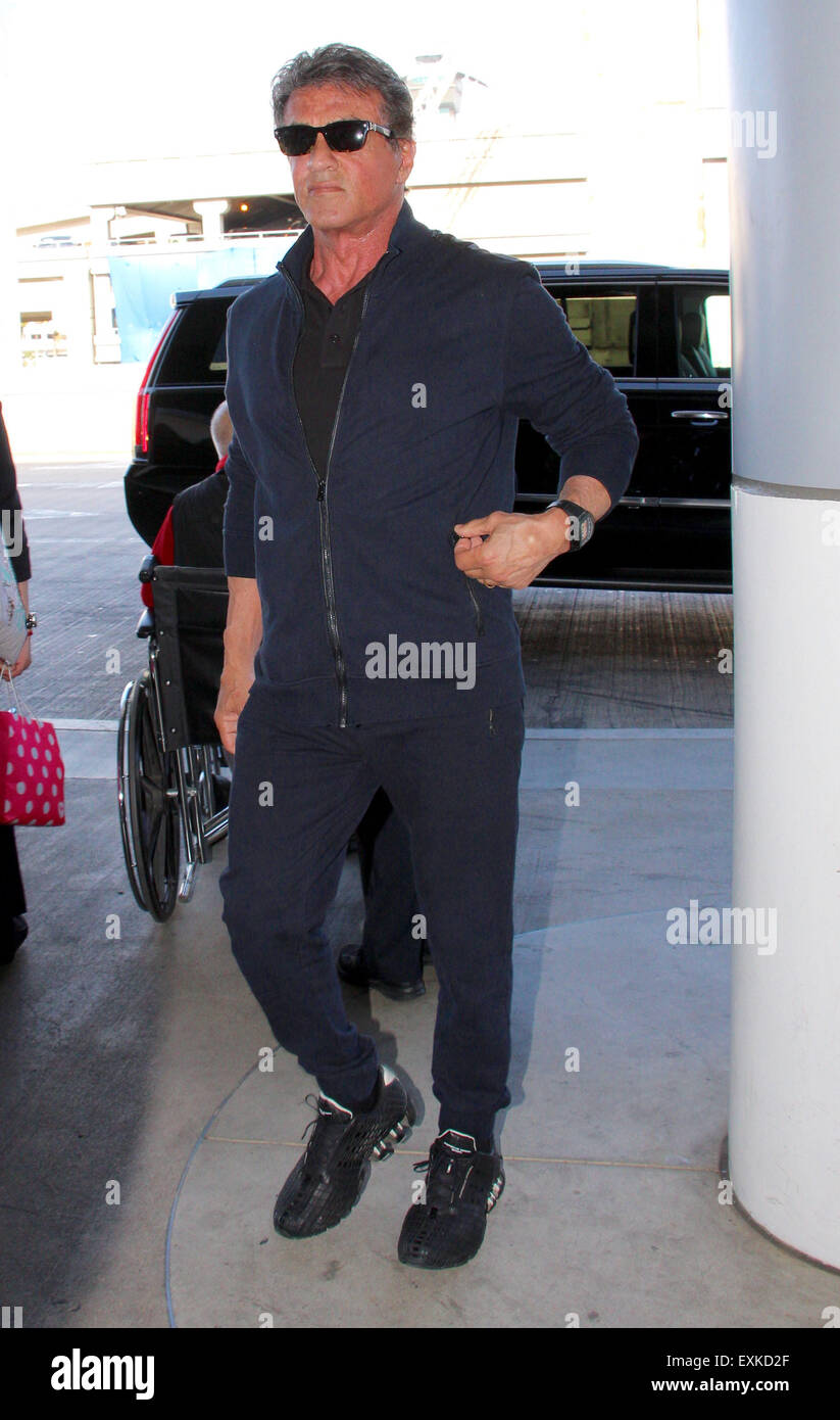 Sylvester Stallone wearing jogging sportswear arrives at Los Angeles ...