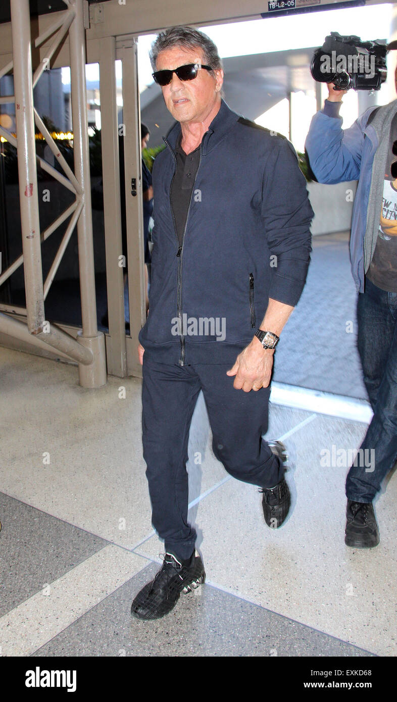 Sylvester Stallone wearing jogging sportswear arrives at Los Angeles ...