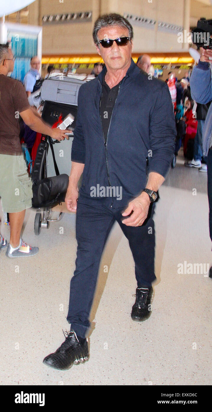 Sylvester Stallone wearing jogging sportswear arrives at Los Angeles ...