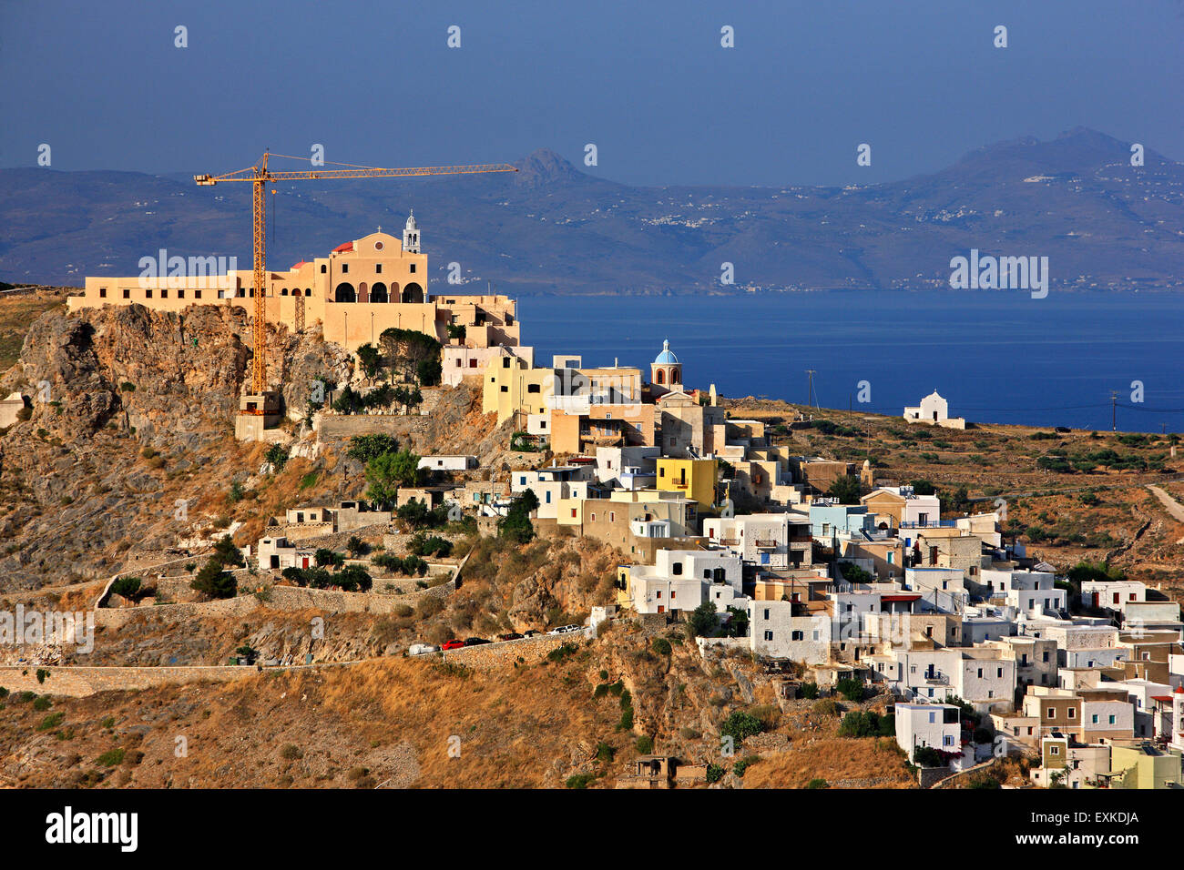 View of Ano Syra (Ano Syros), the medieval settlement of Syros island ...