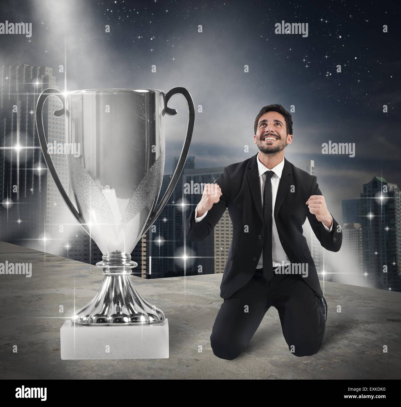 Winner businessman exult Stock Photo - Alamy