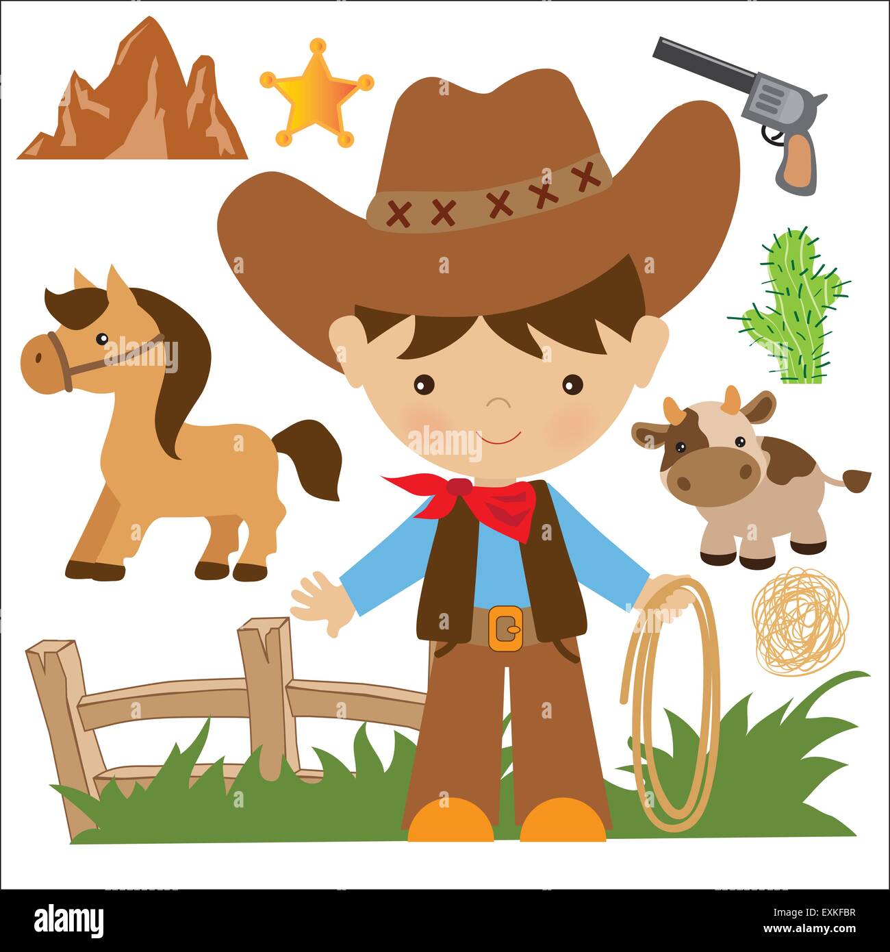 Cartoon cowboy hi-res stock photography and images - Alamy