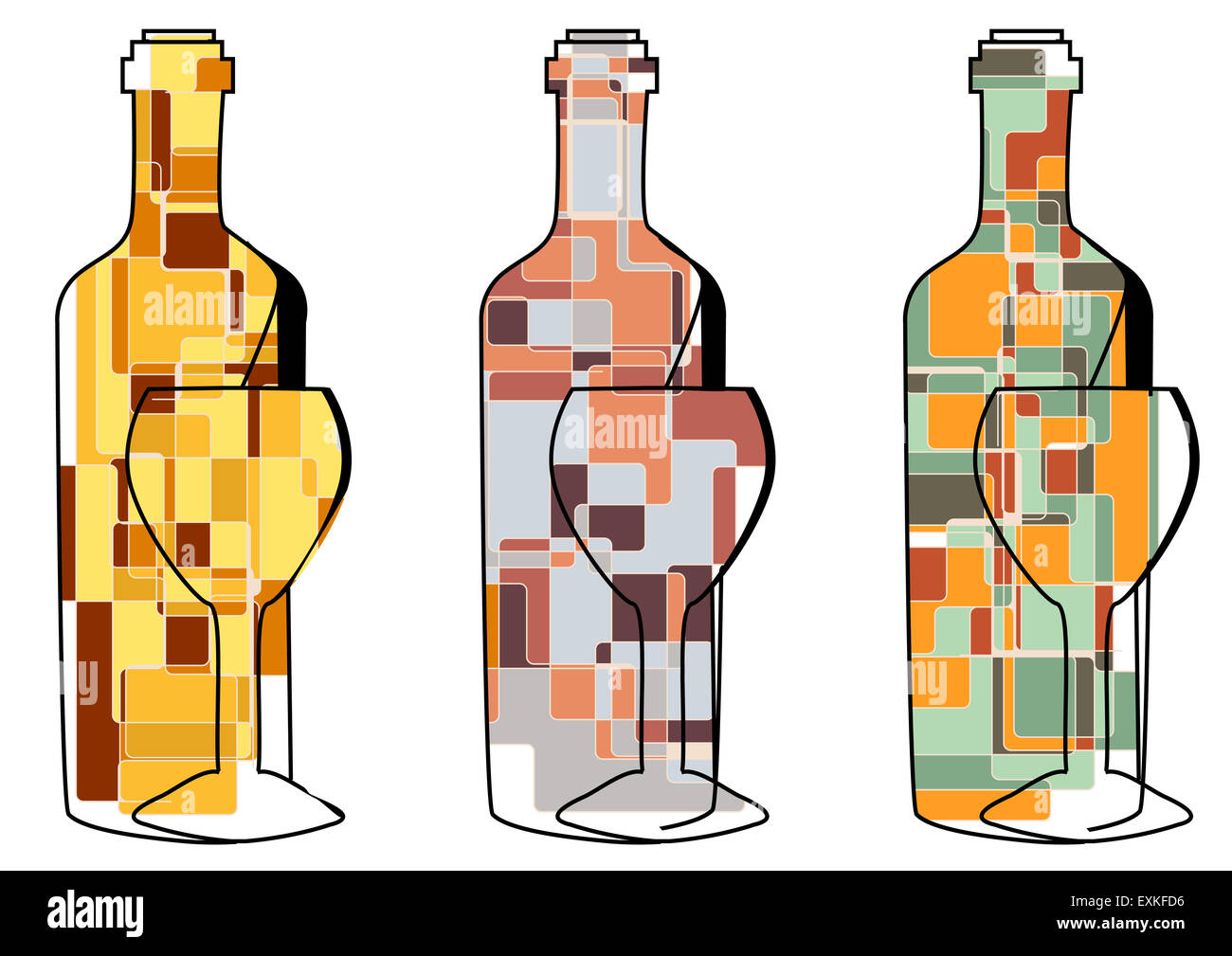 set of abstract wine Stock Photo - Alamy