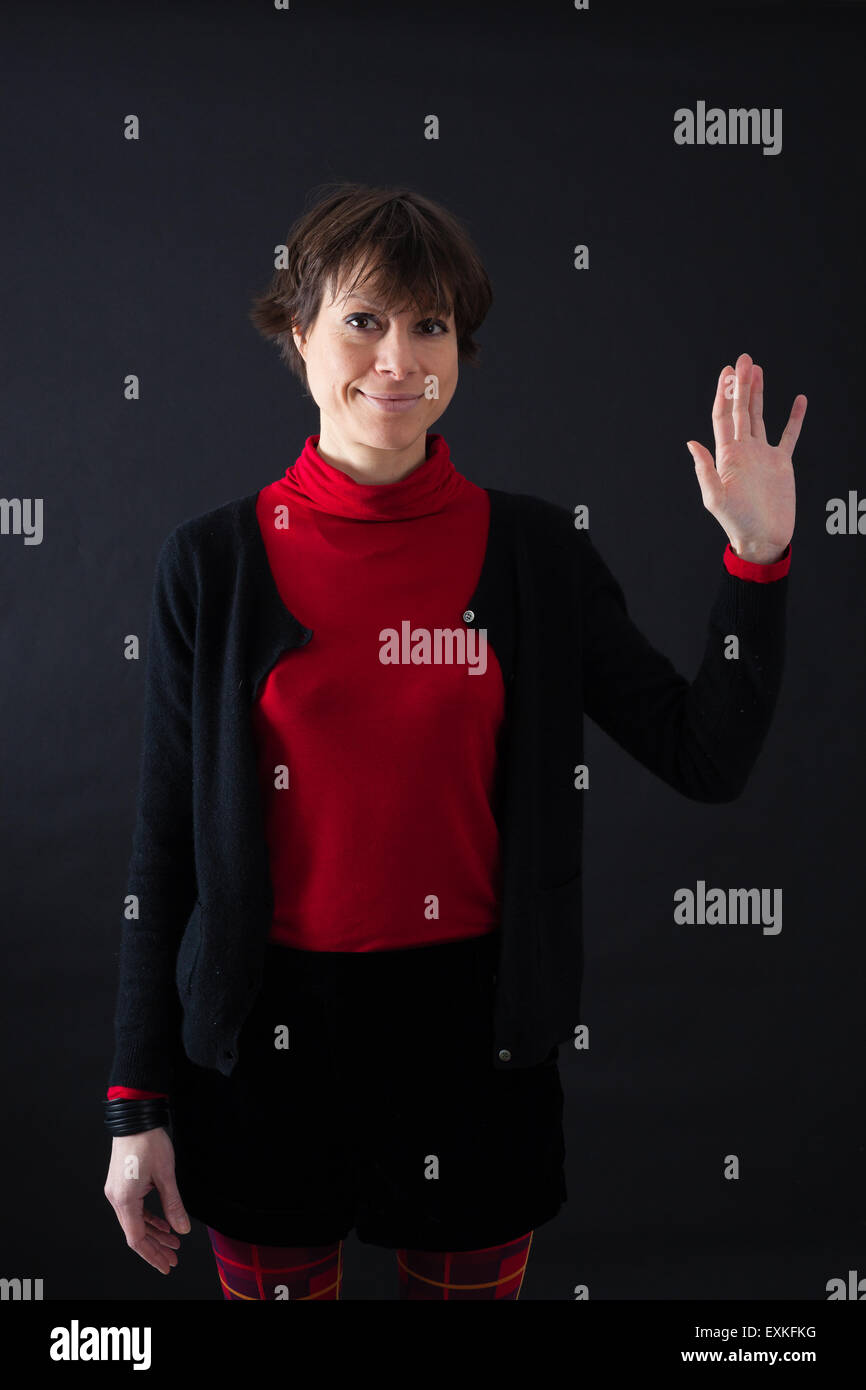 Beautiful woman doing different expressions in different sets of ...