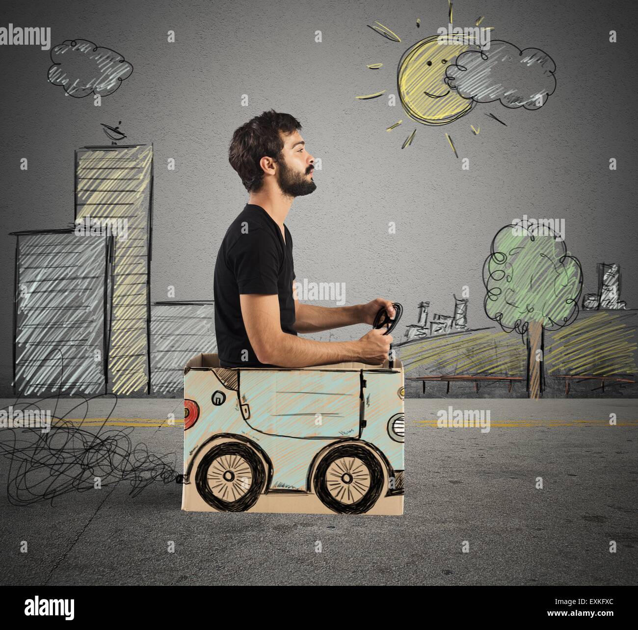 Man drive car sketch hi-res stock photography and images - Alamy