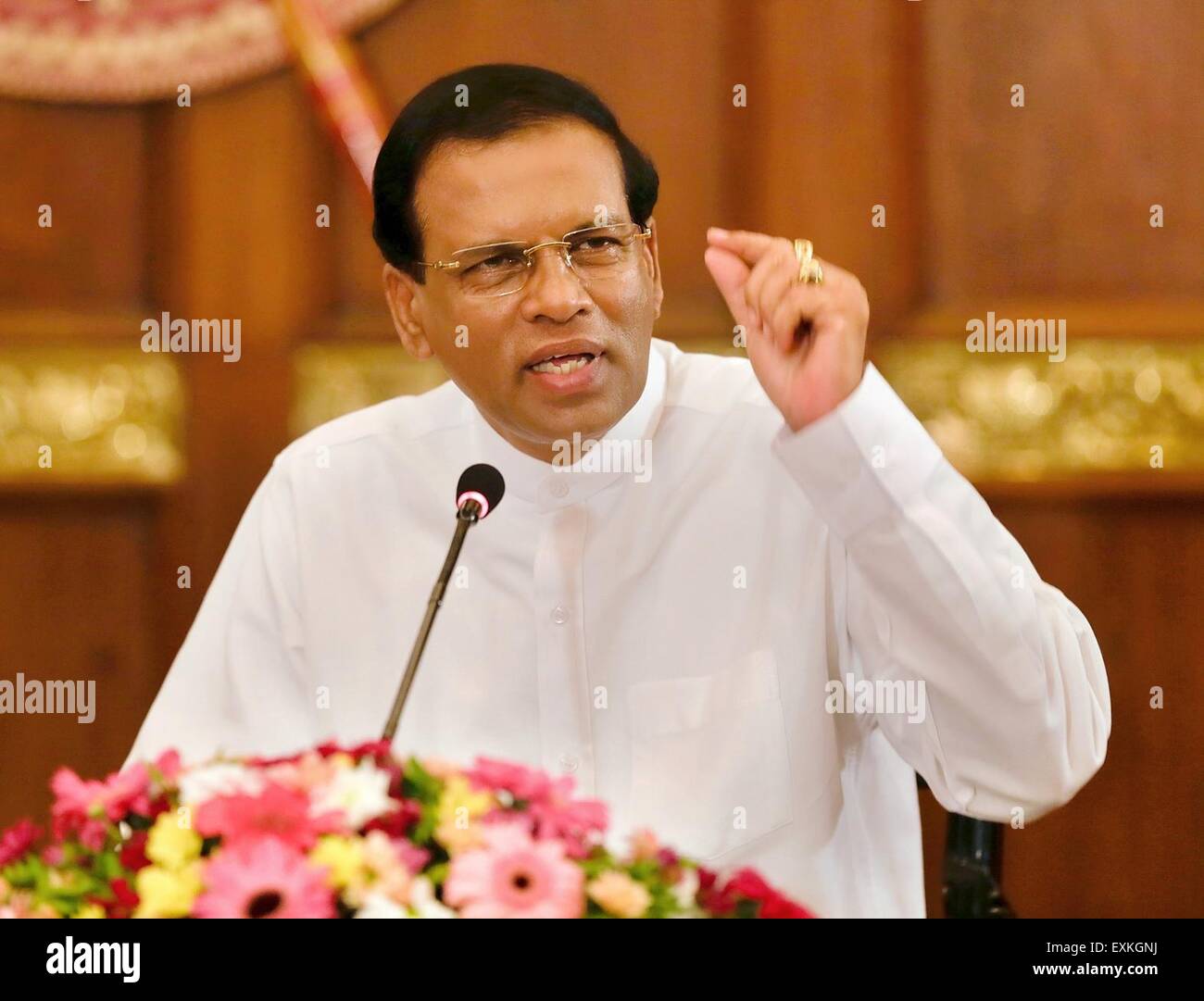 Colombo, Sri Lanka. 14th July, 2015. Sri Lankan President Maithripala ...