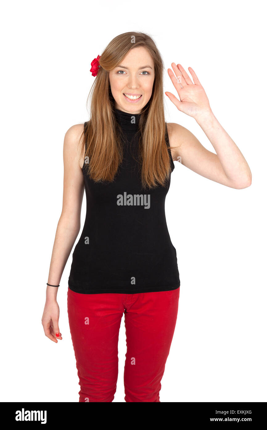 Beautiful woman doing different expressions in different sets of ...