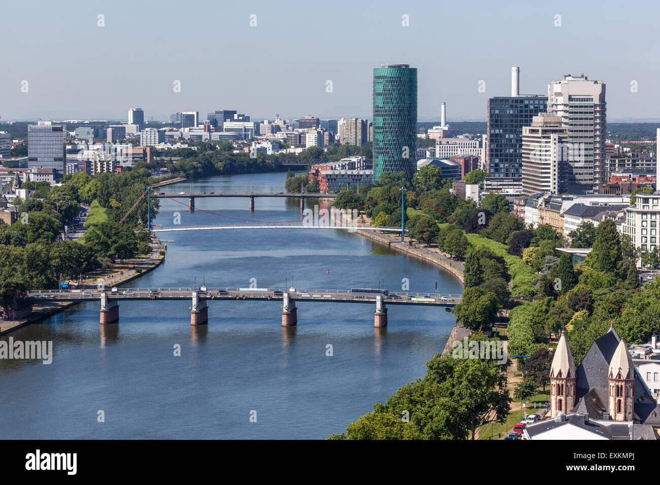 View of the Main River in the city of of Frankfurt Main, Hesse, Germany ...