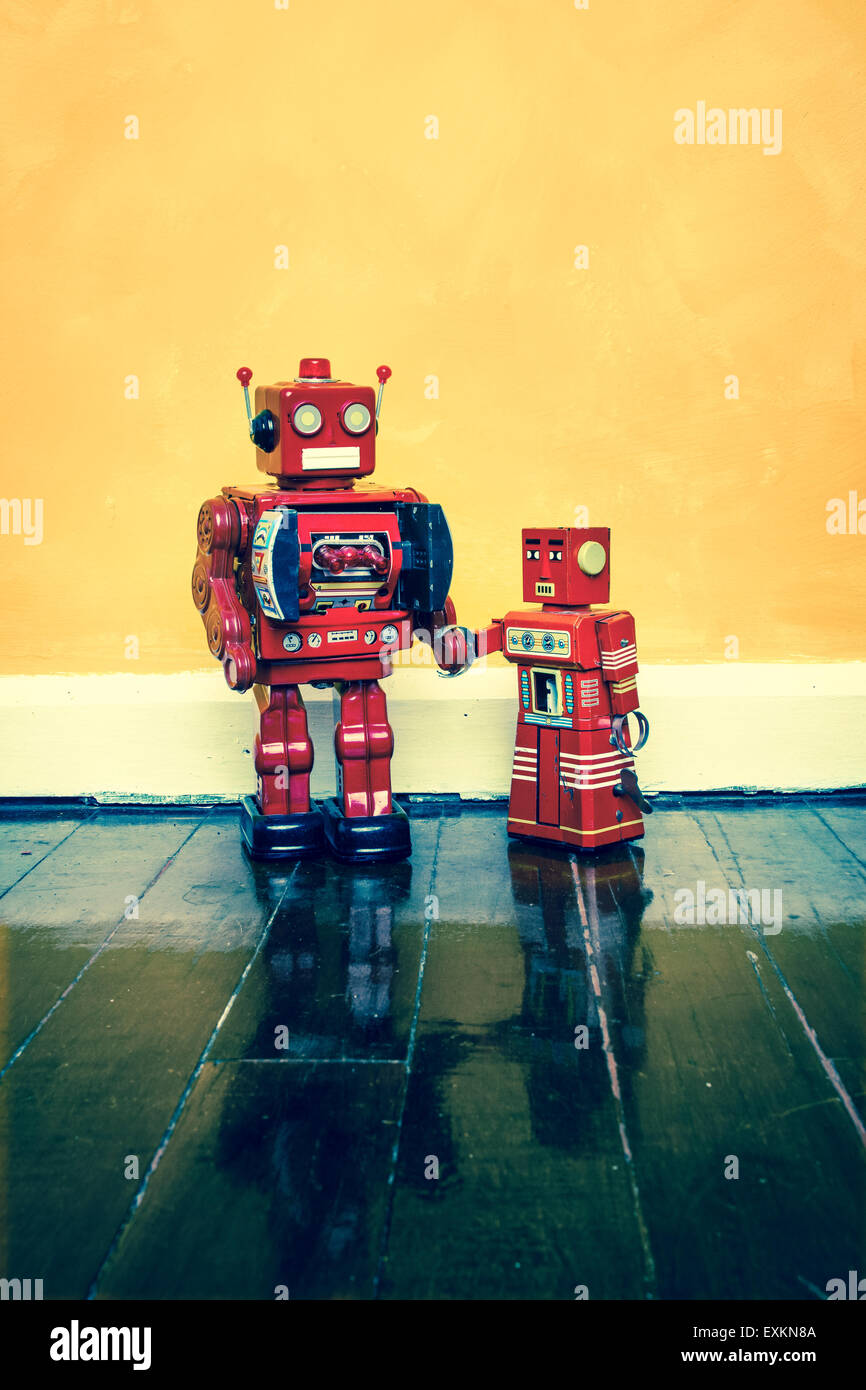 Father and son Robot toys Stock Photo - Alamy