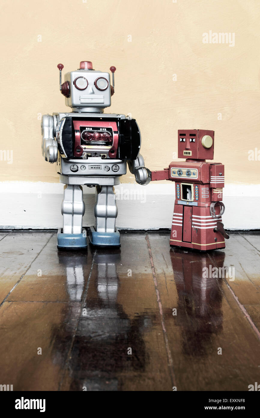 Father and son Robot toys Stock Photo - Alamy