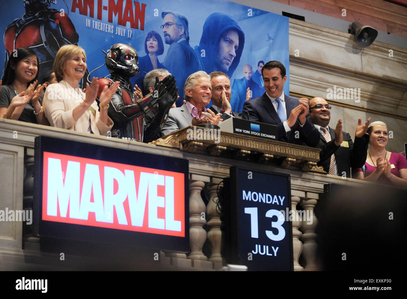 New York City. 13th July, 2015. Ant-Man, Michael Douglas and NYSE Head ...