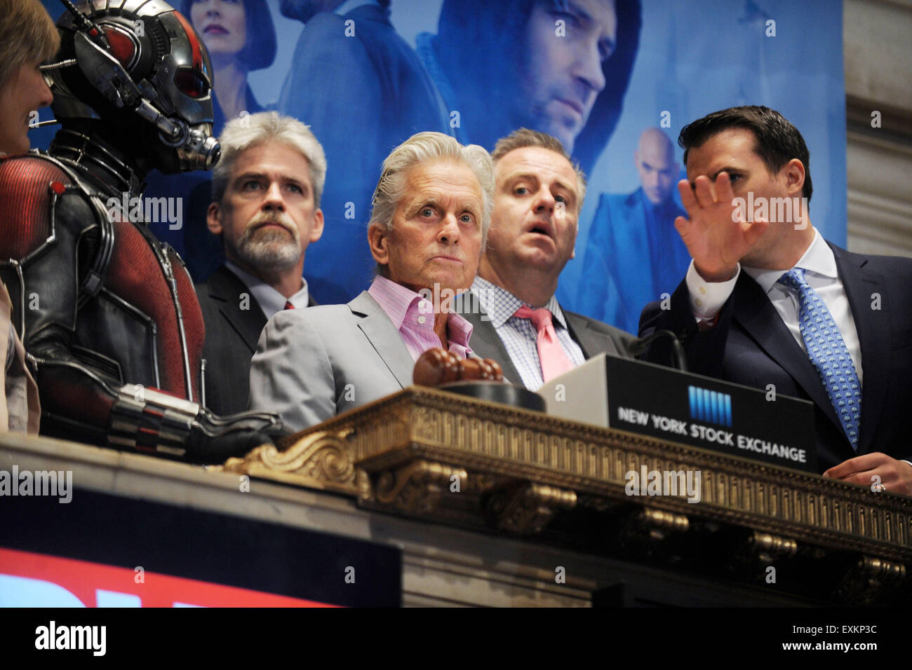 New York City. 13th July, 2015. Ant-Man, Michael Douglas and NYSE Head ...