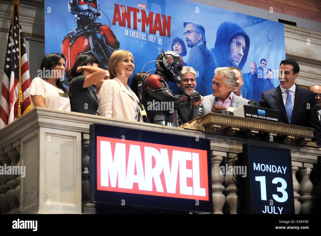 New York City. 13th July, 2015. Ant-Man, Michael Douglas and NYSE Head ...