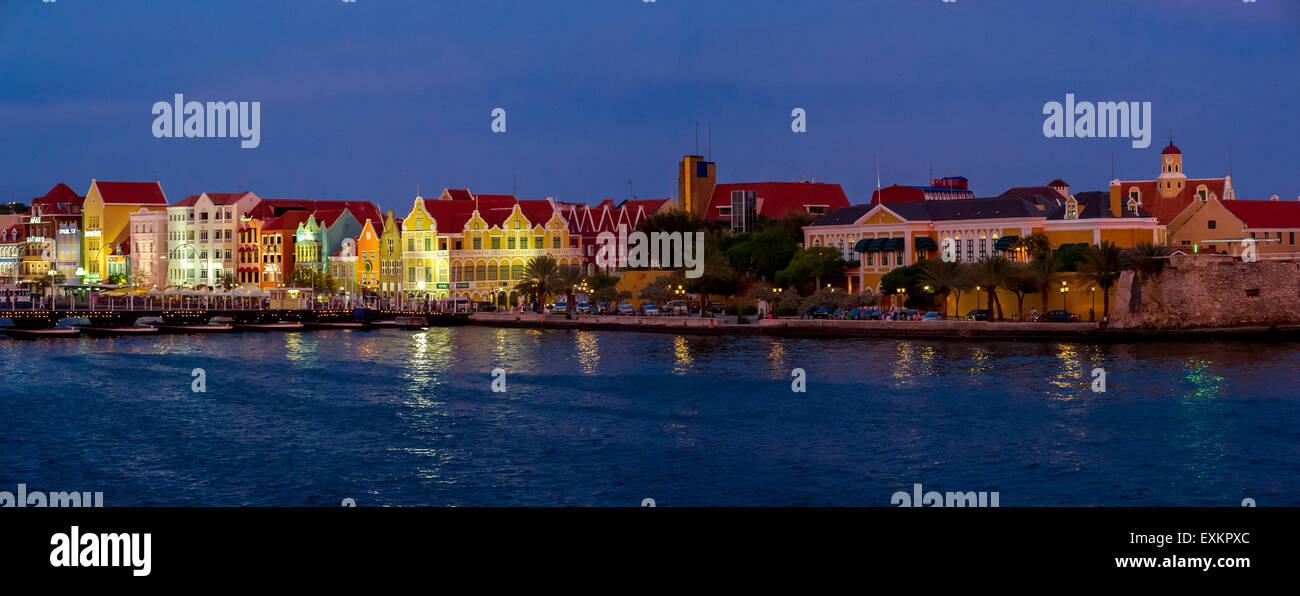 Panorama view of Willemstad Curacao by Night Stock Photo - Alamy