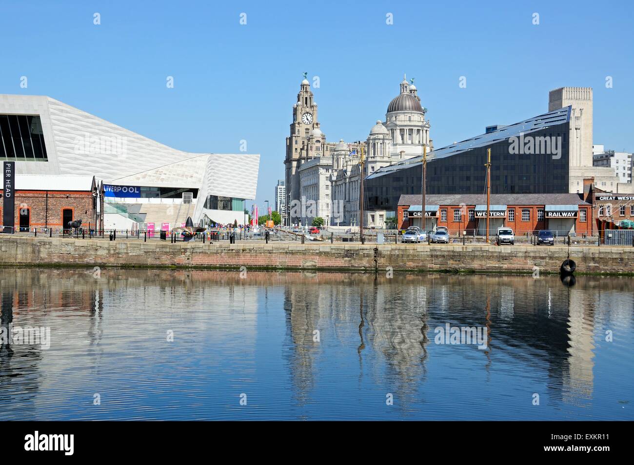 The Three Graces consisting of the Liver Building, Port of Liverpool ...