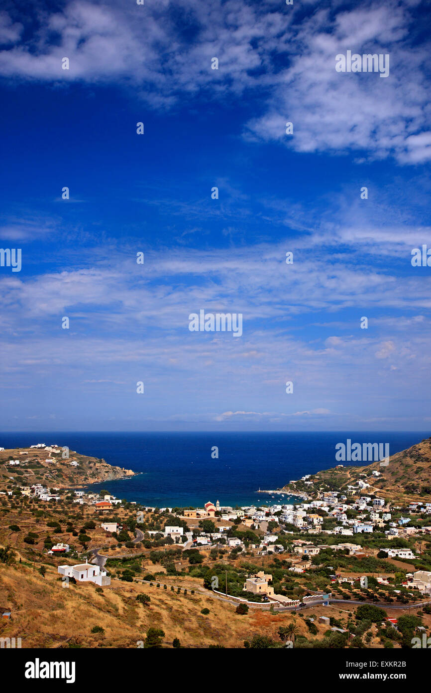 Kini village, Syros island, Cyclades, Aegean sea, Greece Stock Photo ...