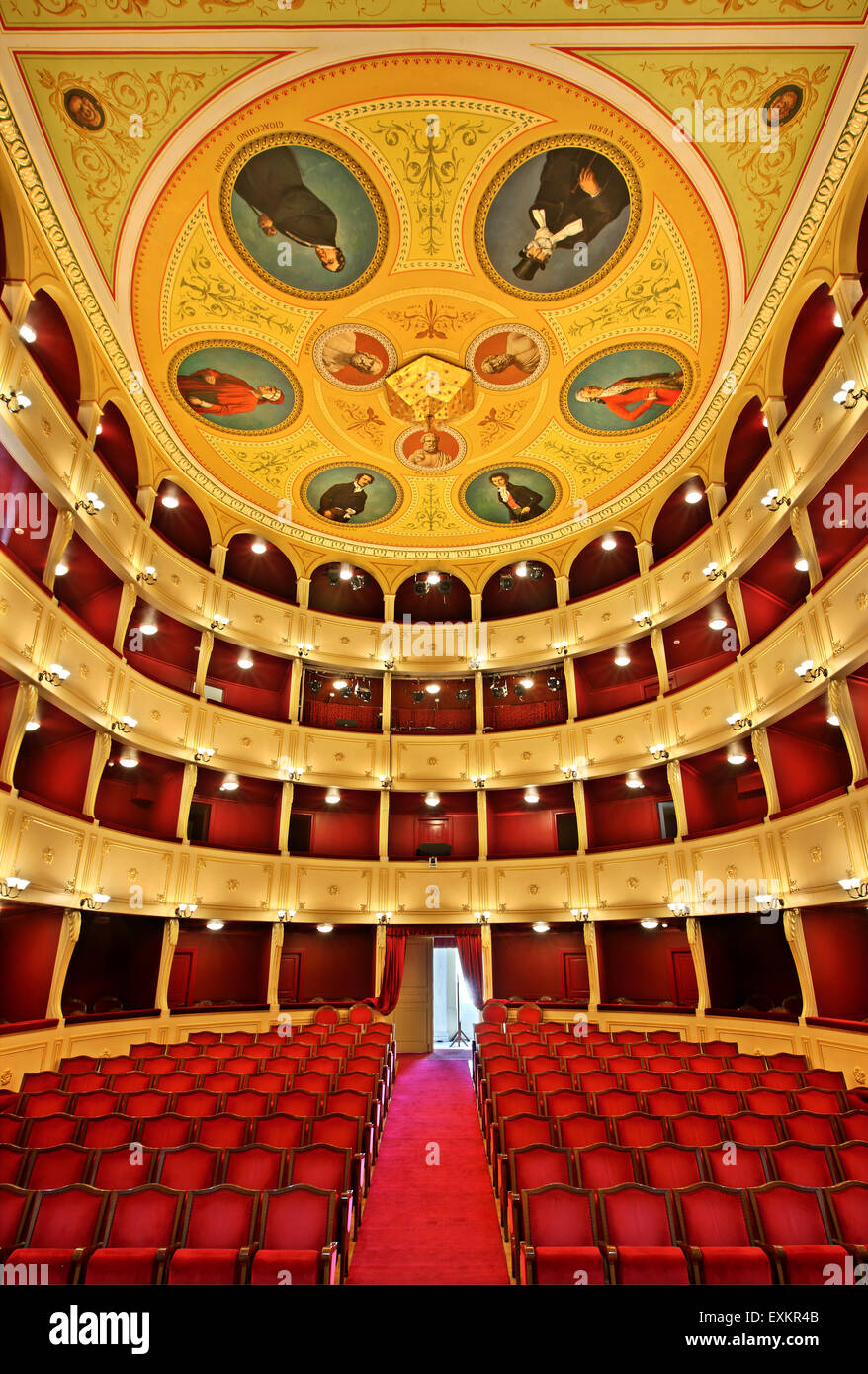The Apollo Municipal Theater of Syros, Ermoupolis ("Hermoupolis") town ...