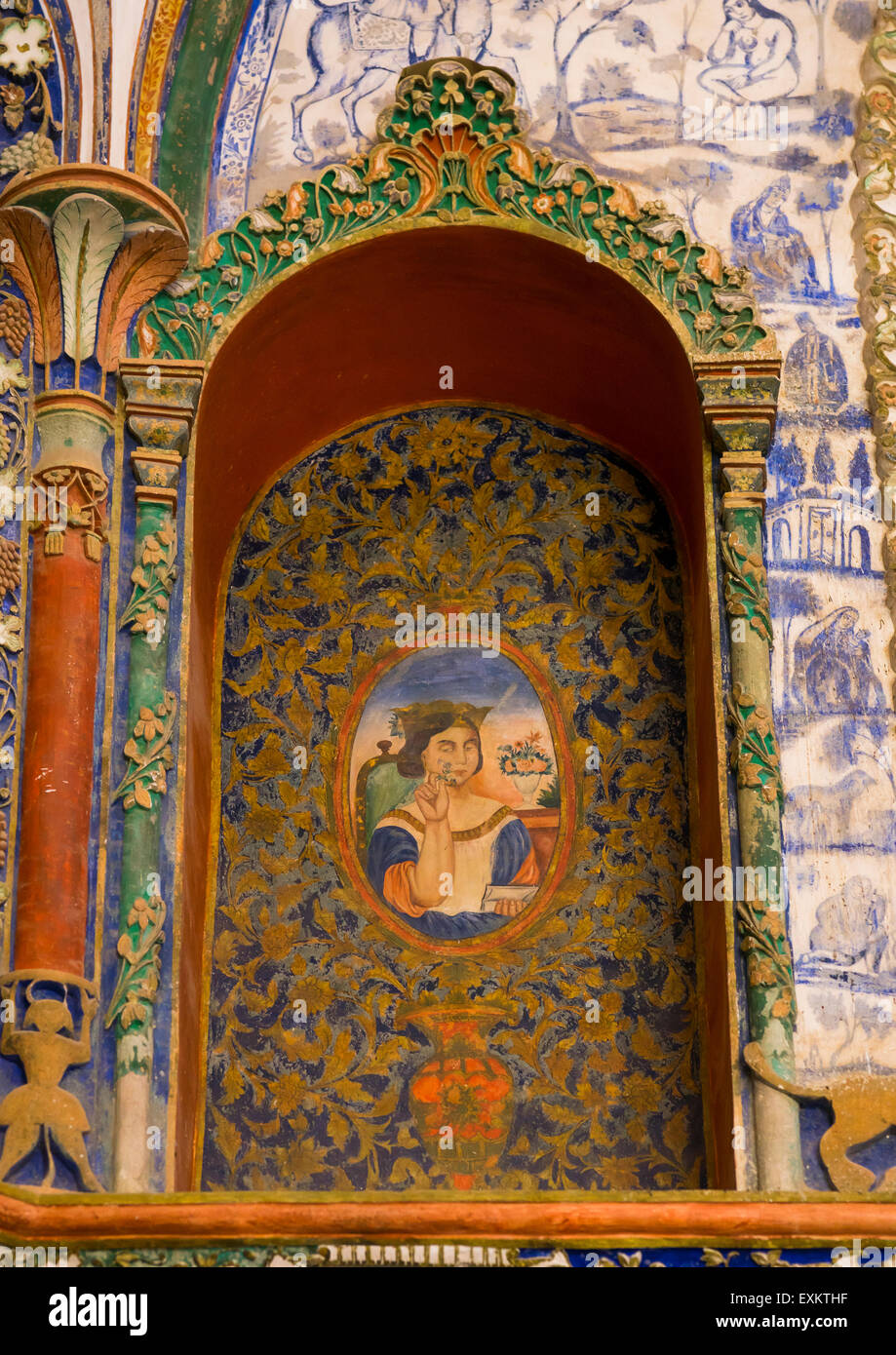 Colorful Mural Painting In The Boroujerdi House, Isfahan Province ...