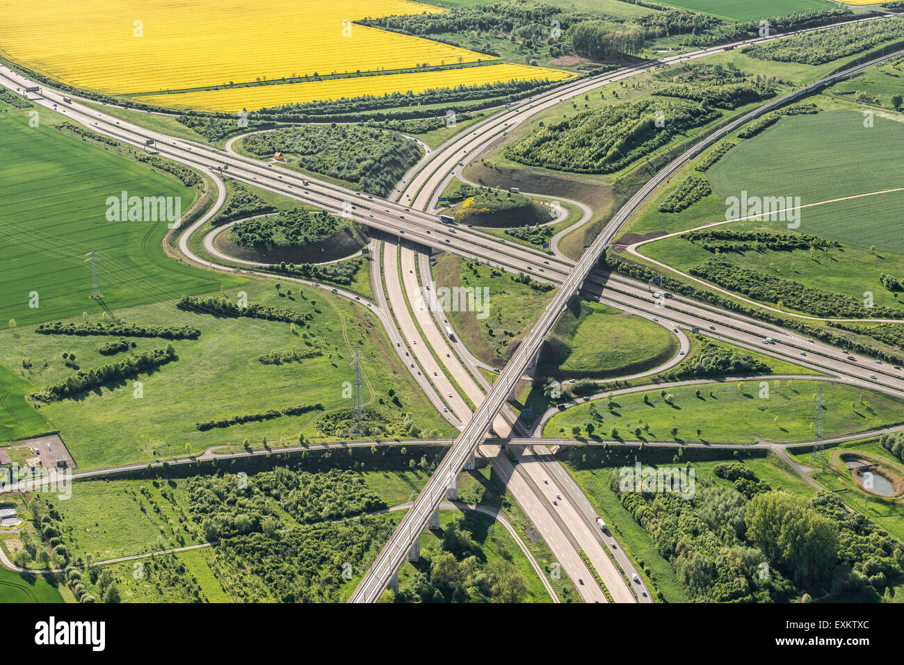 German federal highways 4 and 71, Erfurter Kreuz interchange, ICE high ...