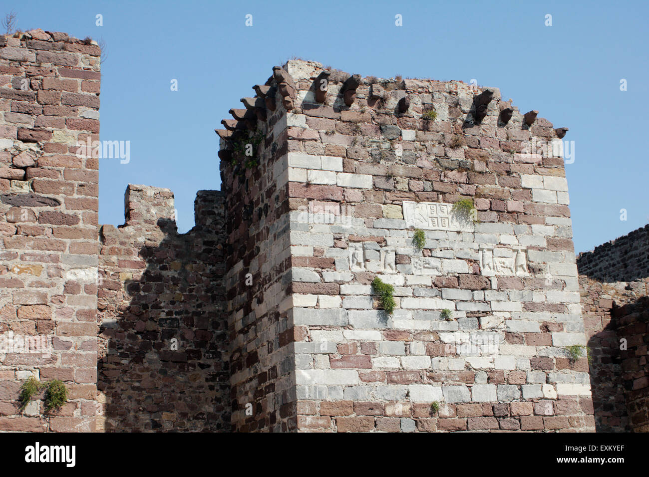 Archaeologic site of Lesbos city castle and its crenelations in the ...